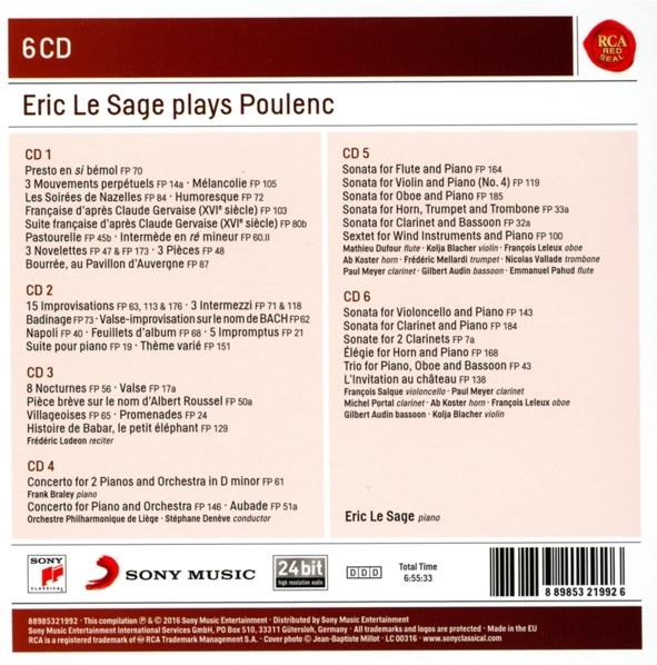 Eric Le Sage & Francis Poulenc (1899-1963) - Plays Francis Poulenc 6 CD ...